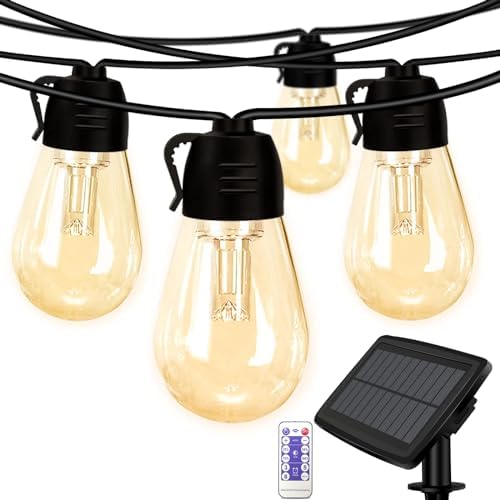 Plbriyu Solar String Lights Outdoor Waterproof, 50FT Outdoor Solar ...