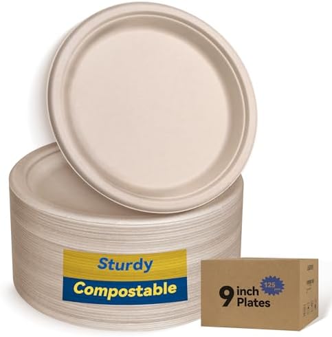 Amazon.com: Leafory 9 Inch Heavy Duty Paper Plates 125 Pack – Sturdy ...