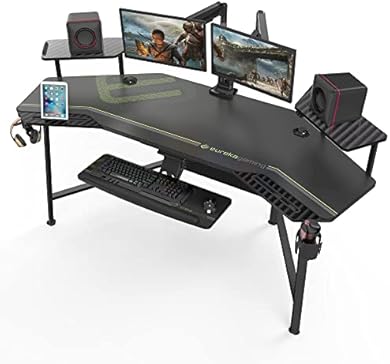 X Rocker Carbon-Tek Gaming Desk with Built-in Wireless Charging Pad and ...