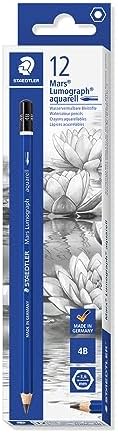 Amazon.com : STAEDTLER Mars Lumograph Graphite Watercolor Pencils, Box of 12 4B Lead Pencils ...