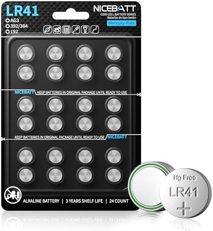 Amazon.com: NICEBATT LR41 AG3 Batteries 24 Pack, L736 392 384 192 Premium Alkaline Battery 1.5V ...