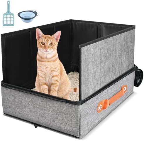 17.7''x 13.5''x 13.7" Travel Litter Box for Cats, Collapsible Cat ...