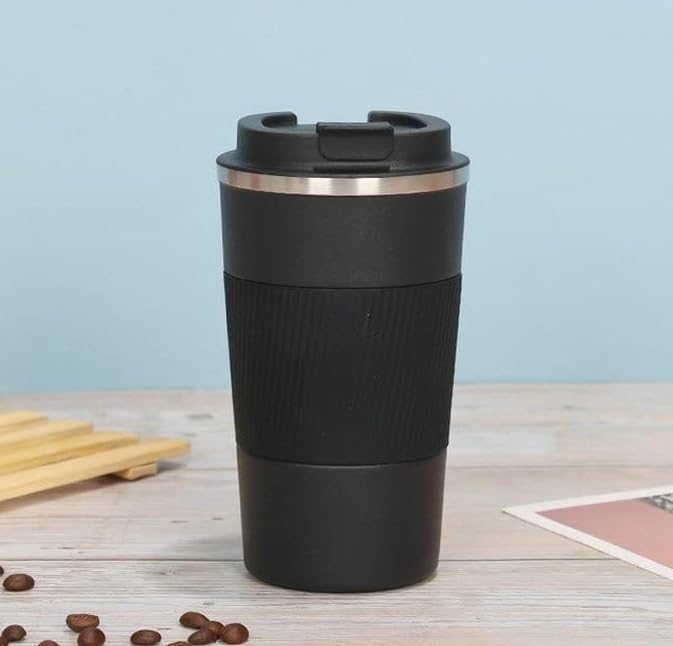Buy Perfect Insulated Black Travel Coffee Mug with Lid, Double-Walled ...