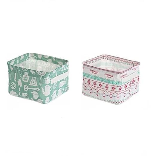 (Pack of 2) Foldable Multipurpose Storage Box Small Canvas Fabric ...