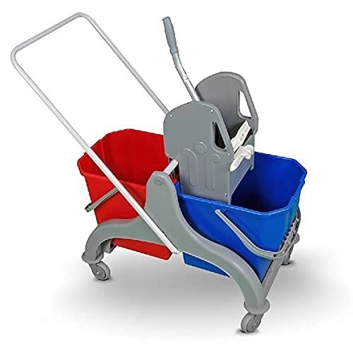 Buy Kleen Chem Double Mop 2x25 Liters Bucket Trolley red and blue with ...