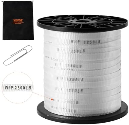 VEVOR Polyester Pull Tape, 5/8" x 108' Mule Tape Flat Rope, 2200 lbf ...