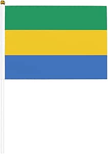 Amazon.com : Gabon Flag Stylish Handheld Flags - 6 Pack Mini Flags (5.5 ...