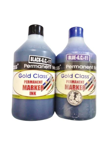 Gold Class Permanent Marker Ink (500 ML) (Pack of 2, Black-Blue ...
