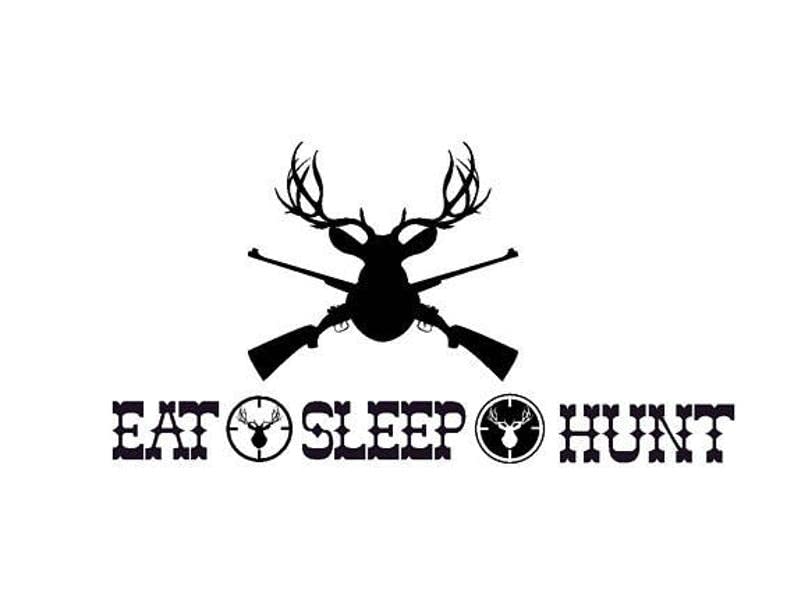 Deer Hunting Vinyl Wall Decal Eat Sleep Hunt Sticker Deer Buck Antler ...