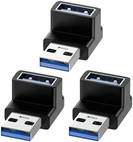 3PCS USB 3.1 90°Angle Adapter, 10Gbps USB 3.0 Male to Female Right ...