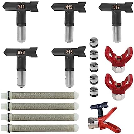 16 Pcs Reversible Airless Paint Sprayer Nozzle Set, 211, 313, 415, 517 ...