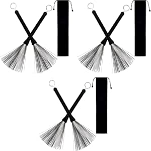 HASTHIP® 1 Pair Drum Brushes Retractable Wire Sticks Brush 3PCS ...