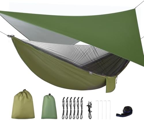 Amazon.com: Camping Hammock with Net Tent and Rain Fly Tarp, Double ...
