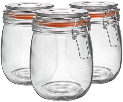 500ML Plastic Round Clip Top Storage Jar With Airtight Seal Lid Kitchen ...