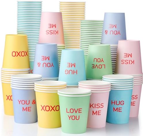 Amazon.com: Funtery 100 Pcs Valentine's Day Disposable Cups ...