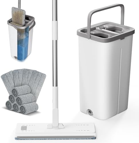 Midyb Wischmopp Set mit Eimer - Bodenwischer Set mit 10 Flacher ...