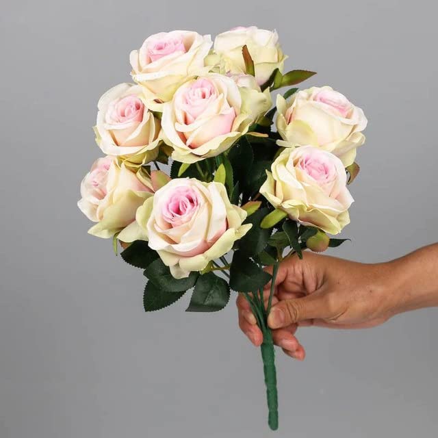 Buy Daissy Raise 9 Heads Rose Big Bouquet Holding Artificial Silk ...