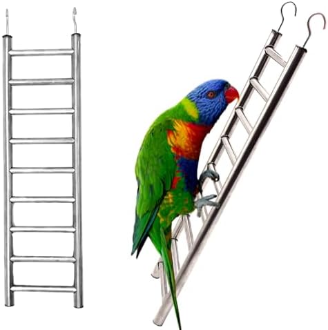 Amazon.com : 2 Pack Stainless Steel Bird Ladders 9-Step Parrot Ladder ...