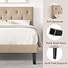 Amazon.com: Flolinda Full Size Platform Bed Frame with Fabric Headboard ...