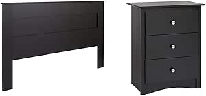 Amazon.com - Prepac King Flat Panel Headboard, Black & Sonoma ...
