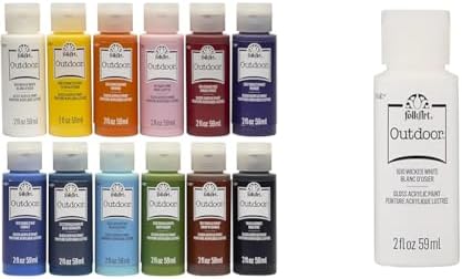 Amazon.com: FolkArt 12-Piece Outdoor Acrylic Craft Paint Set with 2 oz ...