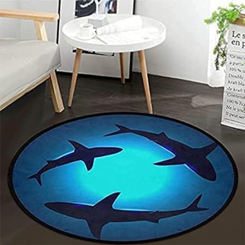 Amazon.com: Vdsrup Cute Animal Sharks Doormat Shark Blue Ocean Round ...