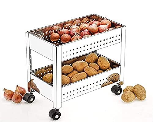 Ruhi 2 Layer Kitchen Steel Perforated Trolley with Wheel I Heavy Duty ...