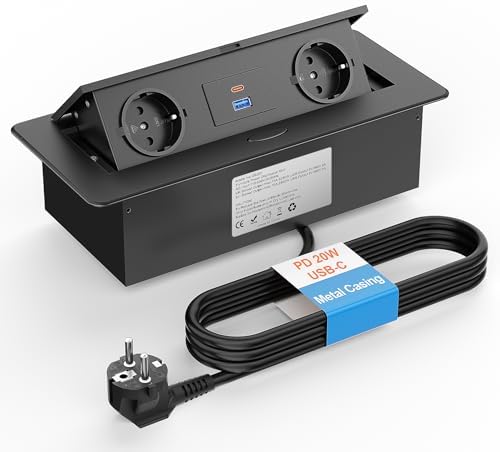 Multiprise Electrique USB C PD20W, Aluminium Prise Encastrable Plan de ...