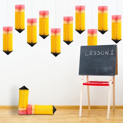 Snapklik.com : 12 Pcs Pencil Hanging Honeycomb Back To School Classroom ...