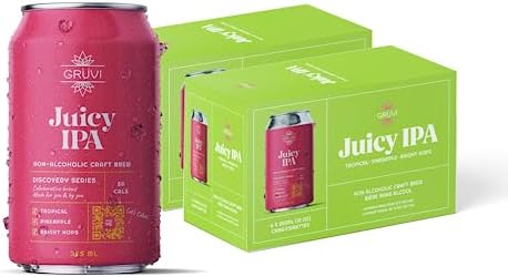 Amazon.com : Gruvi Juicy IPA Non-Alcoholic Craft Beer, 60 Calories, 12 ...