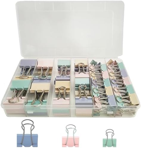 Amazon.com: 76 Pcs Colored Binder Clips Paper Clamps Assorted Sizes ...