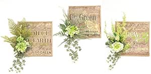 21" Go Green Wall Hanging Set of 3 Floral Decoraction : Amazon.ca: Home