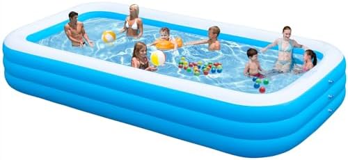 Amazon.com: Extra Large Inflatable Pool with Pump, Full-Sized Blow Up ...