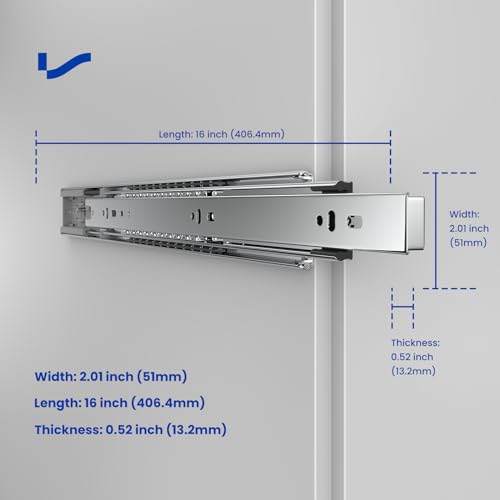 Snapklik.com : 1 Pair Soft Close Heavy Duty Drawer Slides 16 Inch Full ...