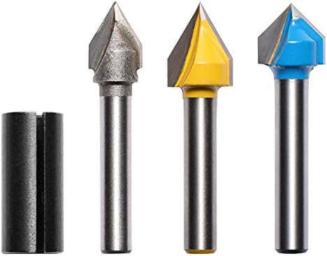 12 Pieces CNC Router V Bits, 1/8 Shank 3 Edge Pyramid Engraving Bits, 0 ...