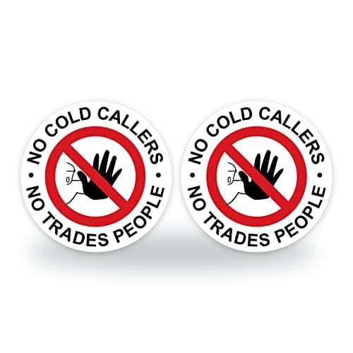 Set of 2 No cold callers, no sales people Safety Door Signs, 95mm ...