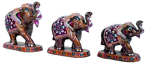 Buy GREENTOUCH CRAFTS Handmade Paper Mache Elephant (Set of 3), Multi ...