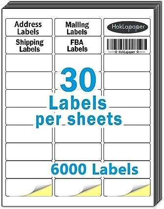 Amazon.com : BESTEASY 30-up 4000 Sheets 1" X 2-5/8" Address Shipping ...