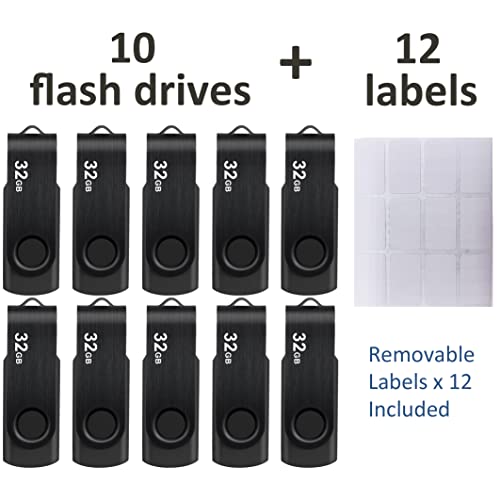 Snapklik.com : USB 2.0 128MB Flash Drives 10 Pack All Black