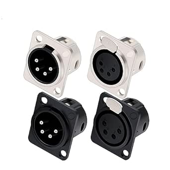 Amazon.com: 10Pcs/lot 4Pin XLR Male/Female Panel Mount XLR Plug Jack ...