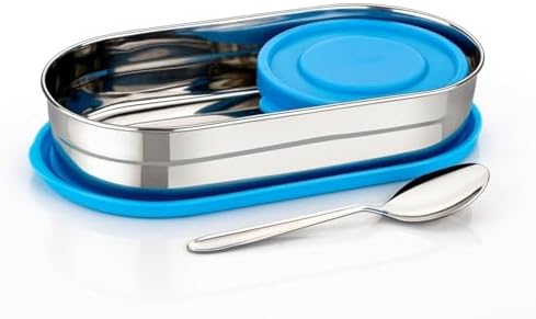 Buy Attro Oval Stainless Steel Lunch Box with 1 Small Box Compact ...