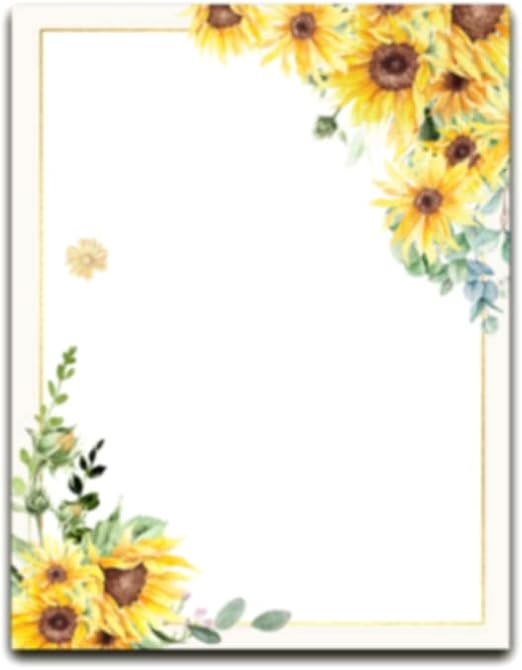 Amazon.com : AnyDesign 80 Pack Sunflower Stationery Letterhead Paper ...