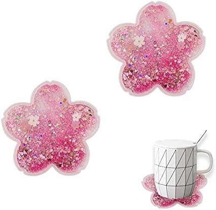 Amazon.com: Cherry Blossom Cup Coasters ,4 PCS Silicone Coasters Pink ...