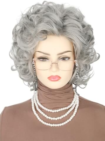 Amazon.com : SAFIGLE 1pc Wigs for Women Curly Human Hair Wig Gray Wigs ...