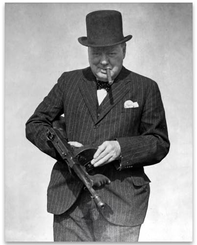 Amazon.com: Winston Churchill With Tommy Machine Gun 11x14 Unframed ...