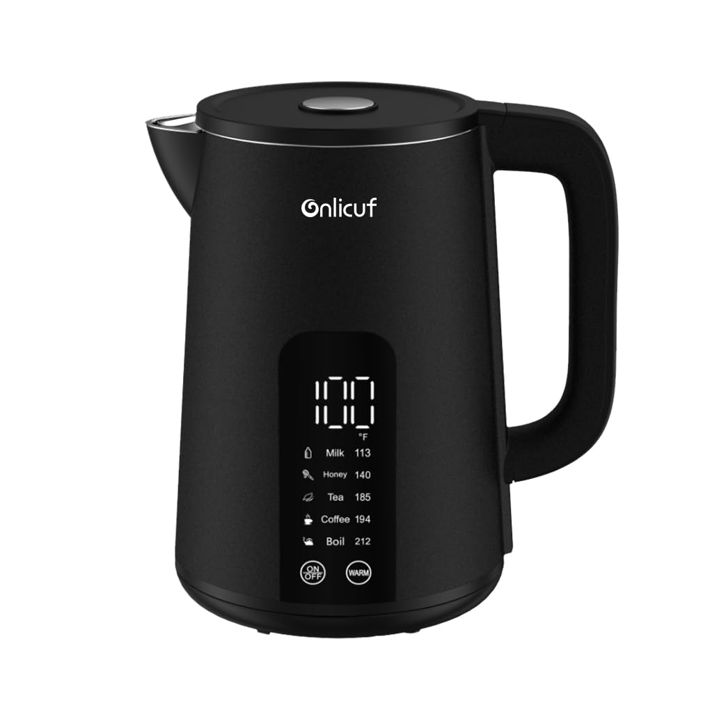 Amazon.com: Onlicuf Electric Tea Kettle with Double Wall Cool Touch，1 ...