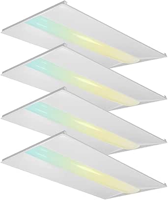 Haloitte 2x4 LED Troffer Light with Emergency Backup Battery, 0-10V ...