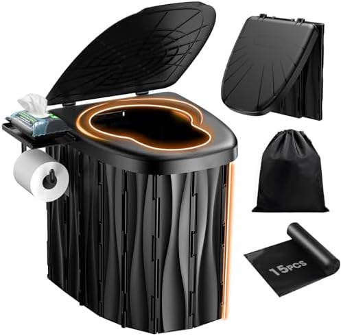 Inodoro Portátil XL de 15” para Adultos, Baño de Camping Reforzado para ...