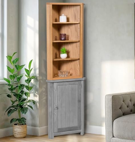 Hallowood Furniture Waverly Oak Corner Shelf Unit Cupboard Top, Wooden ...