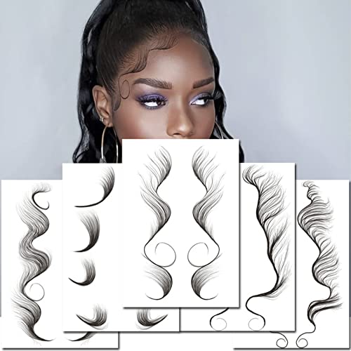 Nirbffo 5 Sheets Temporary Tattoo Stickers for Hair Edge Smooth ...